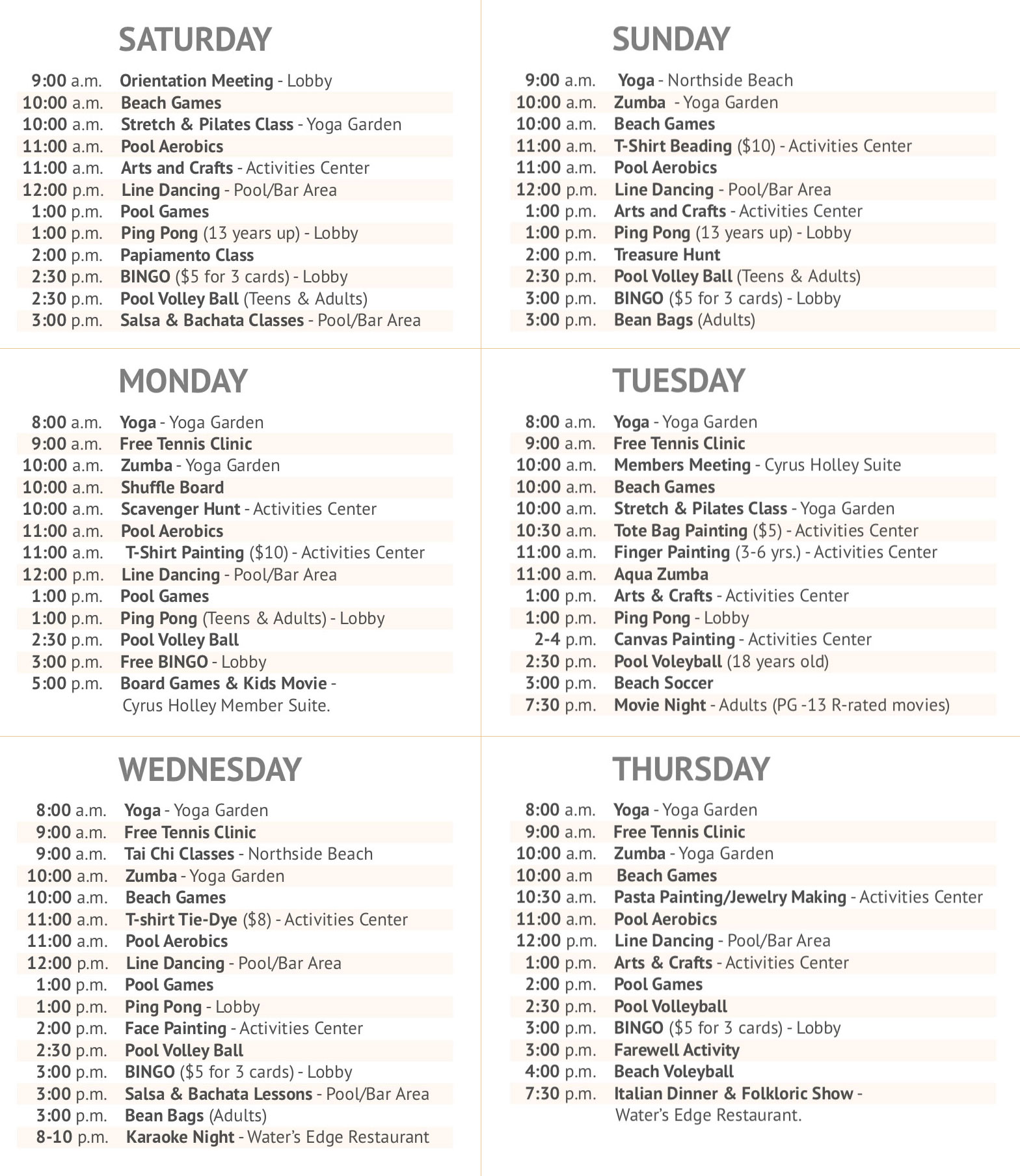 Activities - Costa Linda Beach Resort Aruba